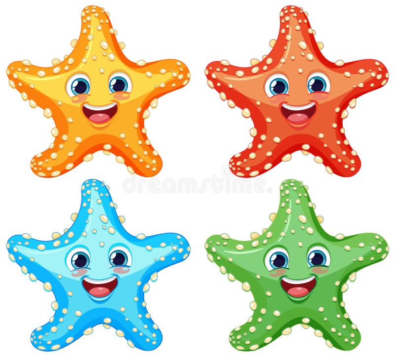 Cute Starfish Cartoon Character Stock Vector - Illustration of nature ...