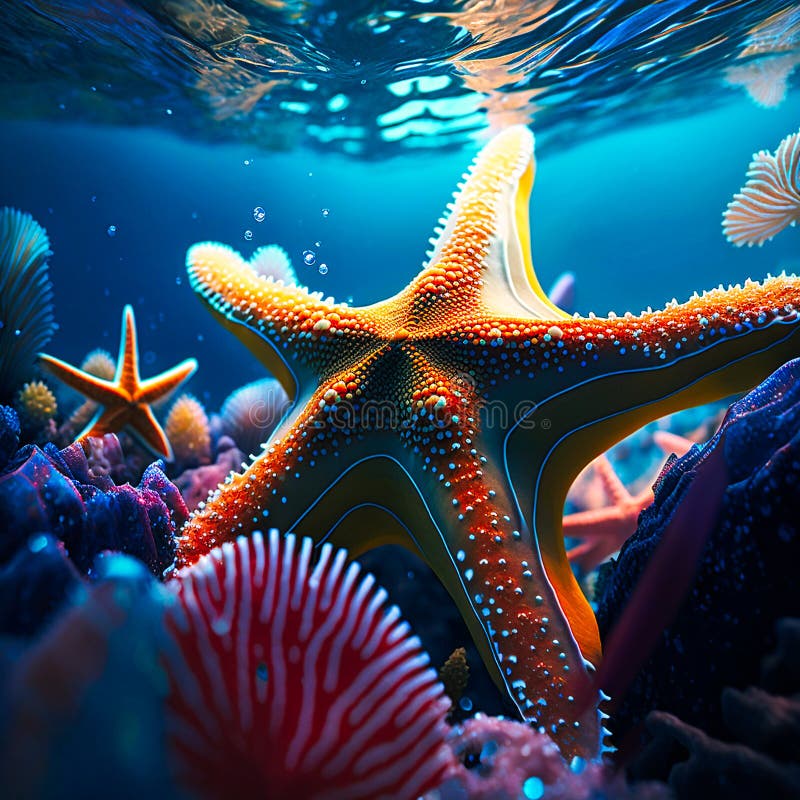 Cute Starfish Underwater, Generative AI Stock Illustration ...