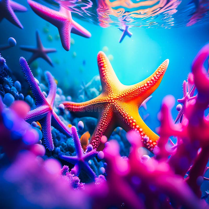 Cute Starfish Underwater, Generative AI Stock Illustration ...