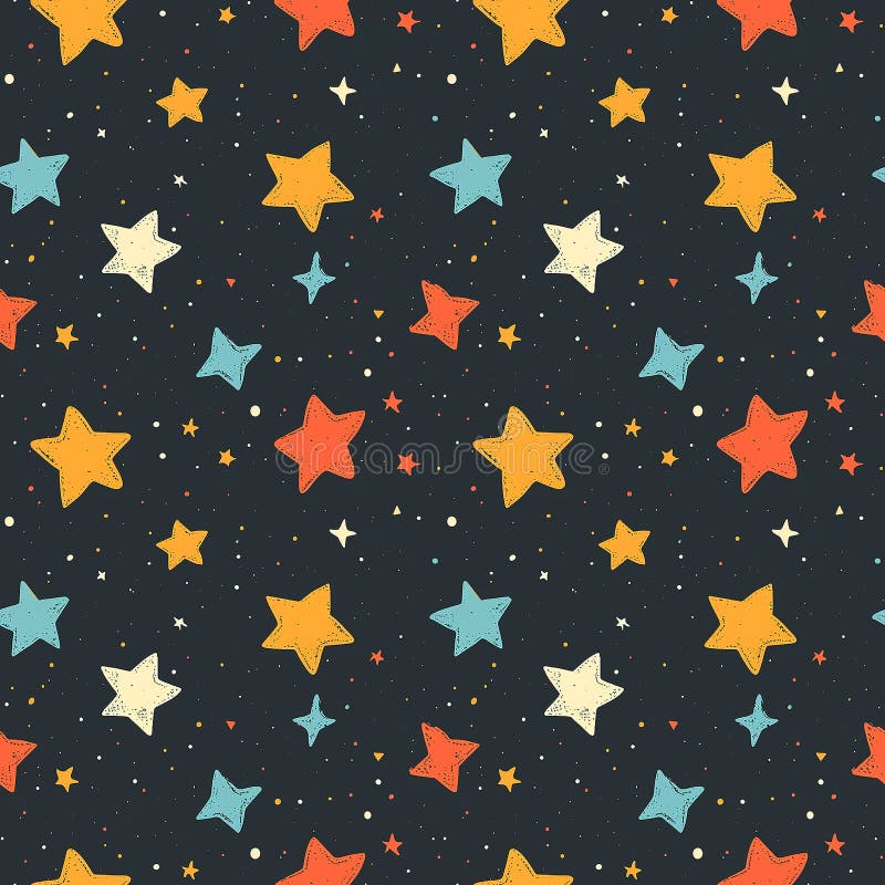 Cute Stars Seamless Pattern. Tile Stock Image - Image of starry ...