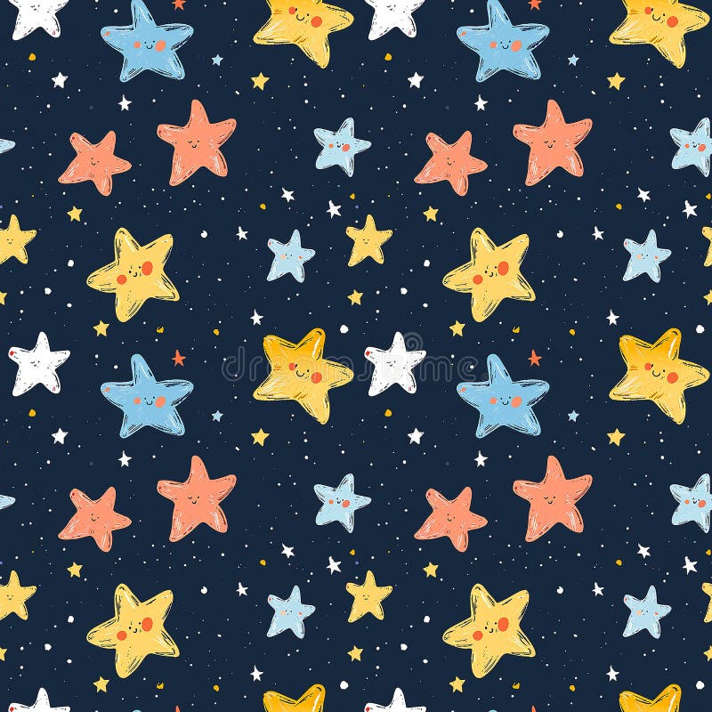 Cute Stars Seamless Pattern. Tile Stock Image - Image of seamless ...