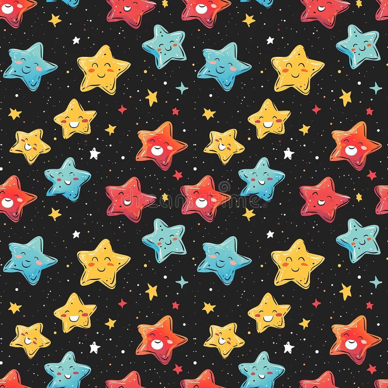 Cute Stars Seamless Pattern. Tile Stock Image - Image of repetition ...