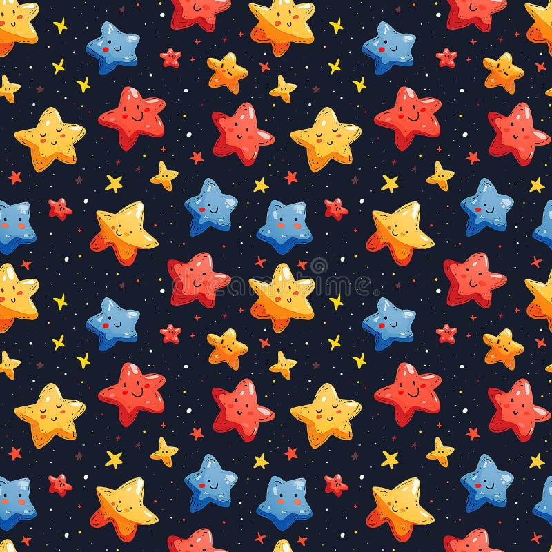 Cute Stars Seamless Pattern. Tile Stock Photo - Image of cartoon ...