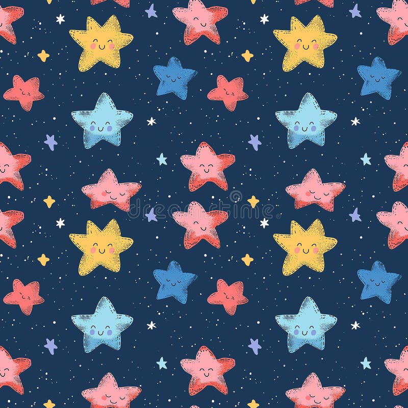 Cute Stars Seamless Pattern. Tile Stock Photo - Image of style ...
