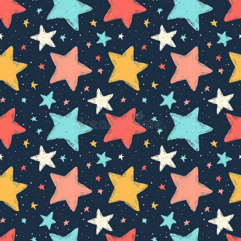 Cute Stars Seamless Pattern. Tile Stock Photo - Image of generated ...