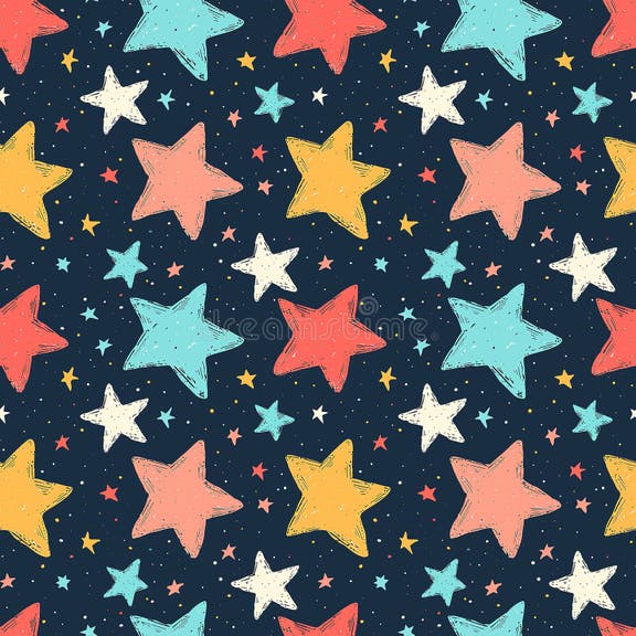 Cute Stars Seamless Pattern. Tile Stock Photo - Image of generated ...