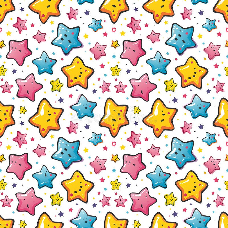 Cute Stars Seamless Pattern. Tile Stock Photo - Image of yellow, starry ...