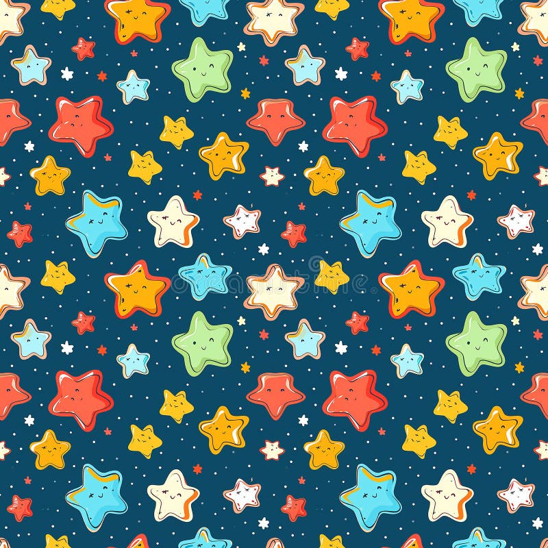 Cute Stars Seamless Pattern. Tile Stock Photo - Image of wallpaper ...