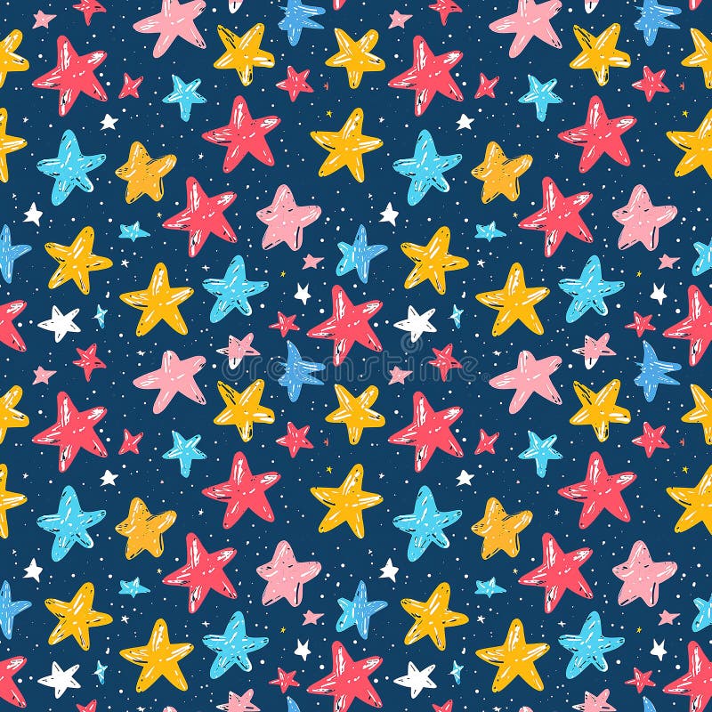 Cute Stars Seamless Pattern. Tile Stock Illustration - Illustration of ...