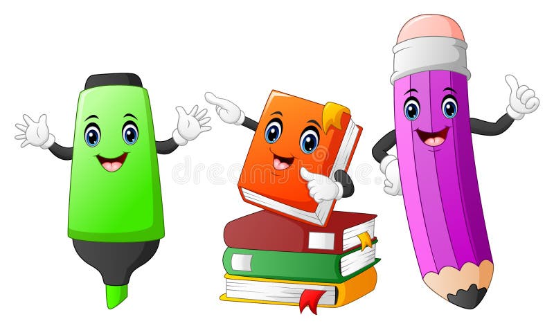 Cute stationery cartoon stock vector. Illustration of childhood - 93994689