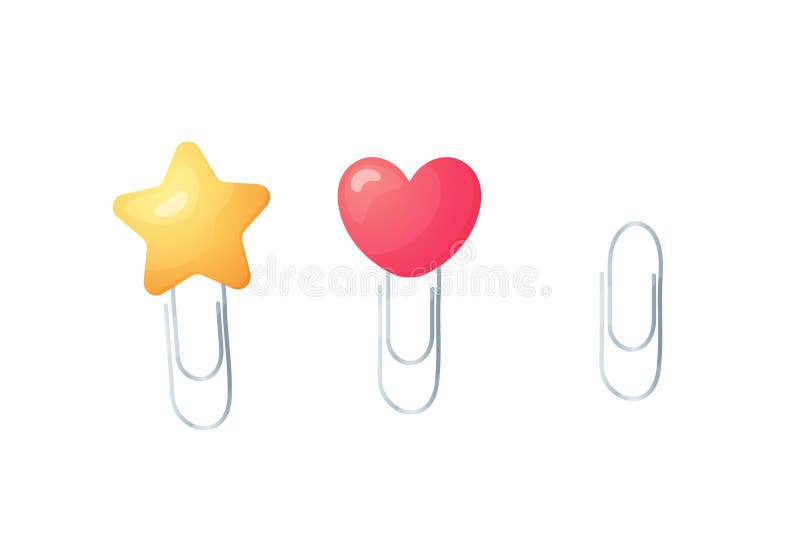 Cute Stationery. Star and Heart Paper Clips, Bookmarks Stock Vector ...