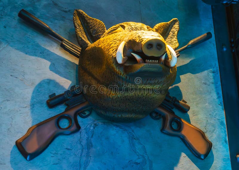 Cute Statue of a Pig with a Gun Stock Image - Image of landmark, piggy ...