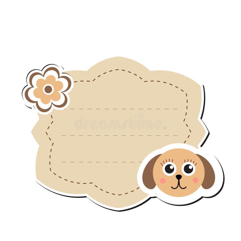 Cute Sticker Label, Frame for Text. Kids Tag for Text. Scribbled ...