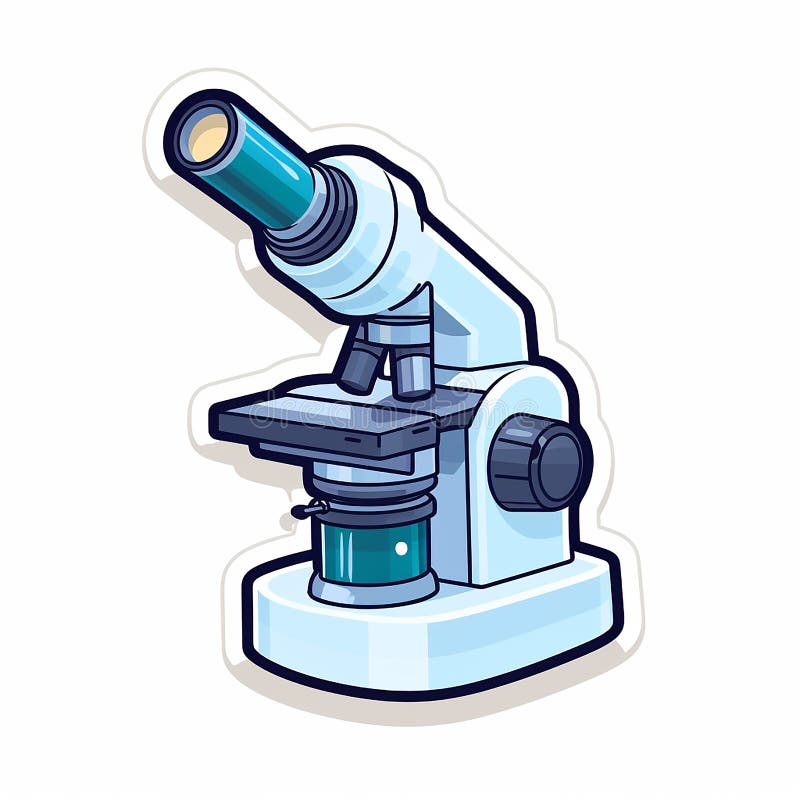 Cute Sticker of Microscope on White Isolated Background Stock ...