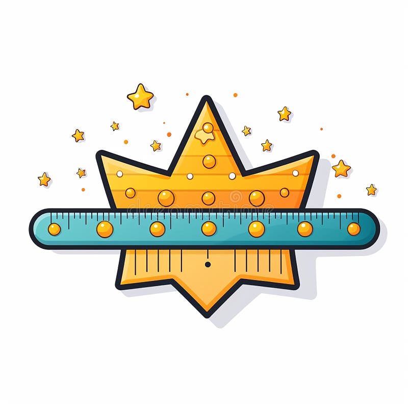 Cute Sticker of Ruler on White Isolated Background Stock Illustration ...