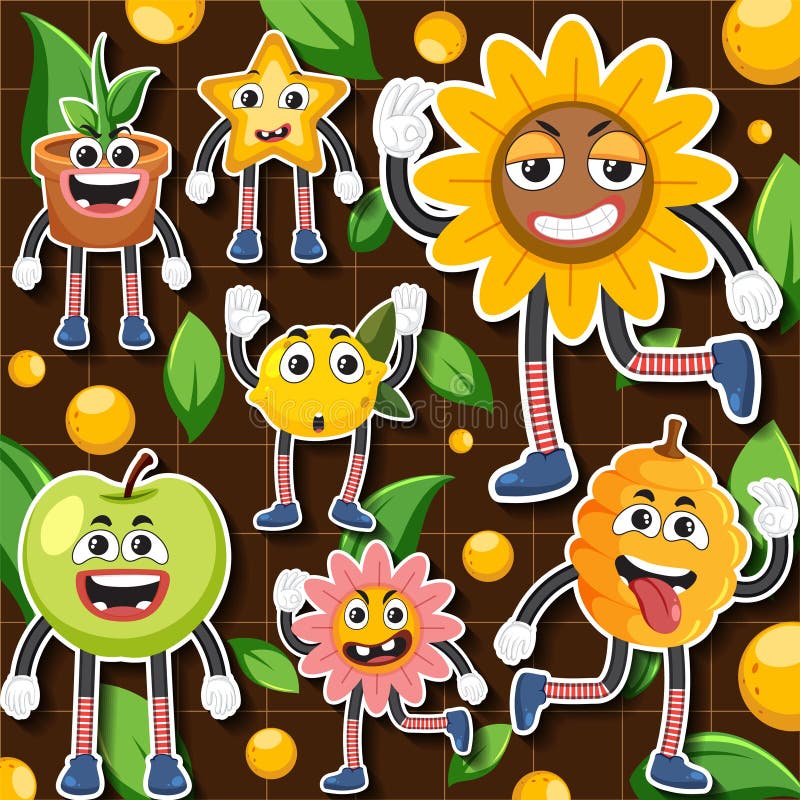 Cute Sticker Seamless Pattern Stock Vector - Illustration of collection ...