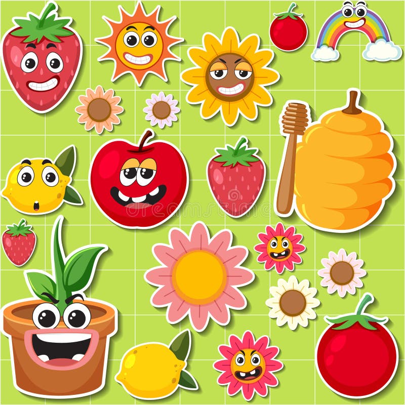 Cute Sticker Seamless Pattern Stock Vector - Illustration of design ...