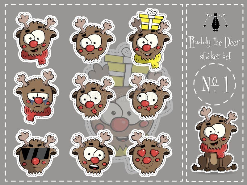 Sticker Set Ruddy Deer 1 Stock Illustrations – 1 Sticker Set Ruddy Deer ...