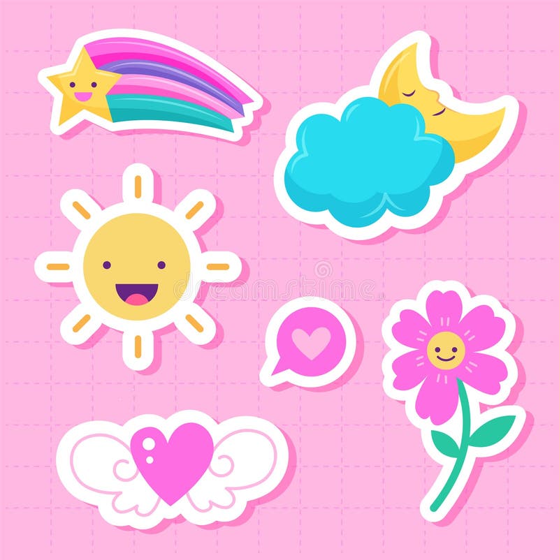 Cute stickers vector stock vector. Illustration of sweet - 273255930