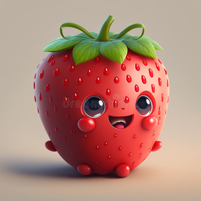 Cute Strawberry Character stock illustration. Illustration of happy ...