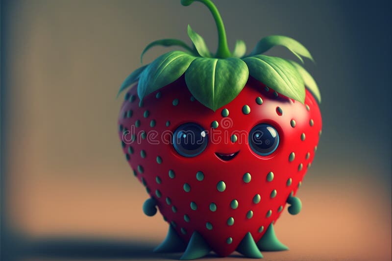 Cute Strawberry Character, Generative AI Stock Illustration ...