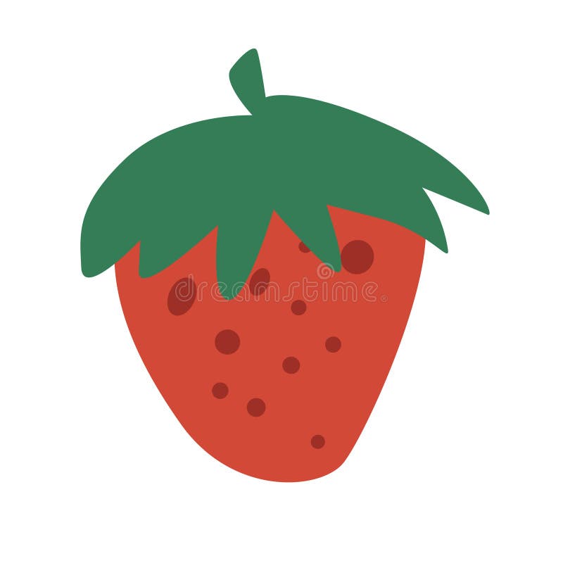 Cute Strawberry Fruit Vector Image, Flat Design Illustration Stock ...