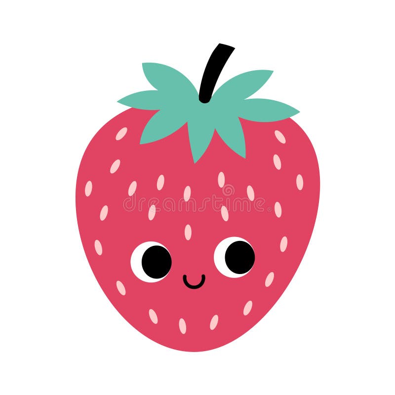 Cute Strawberry in Kawaii Style,vector Illustration Stock Vector ...