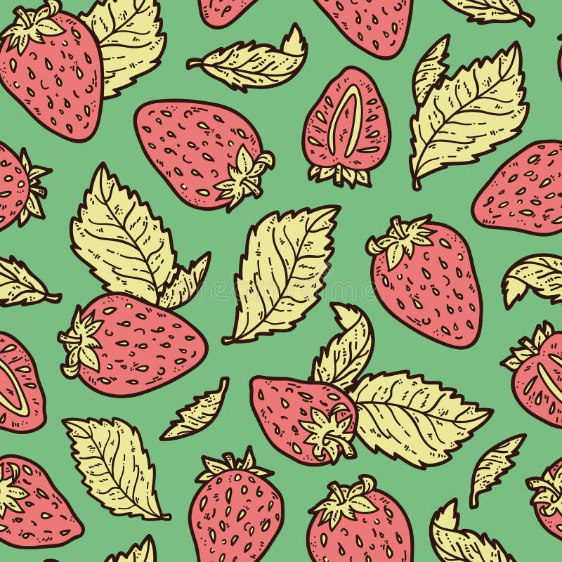 Cute strawberry pattern. stock vector. Illustration of freshness - 55242170