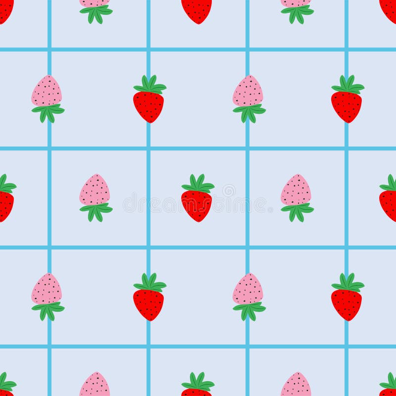 Cute Strawberry Vector Repeat Pattern Design Background Stock Vector ...