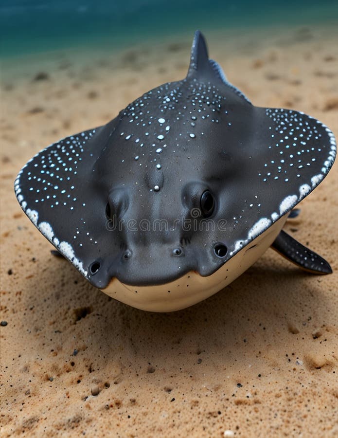 Cute String Ray Under Water in Ocean. Stock Illustration - Illustration ...
