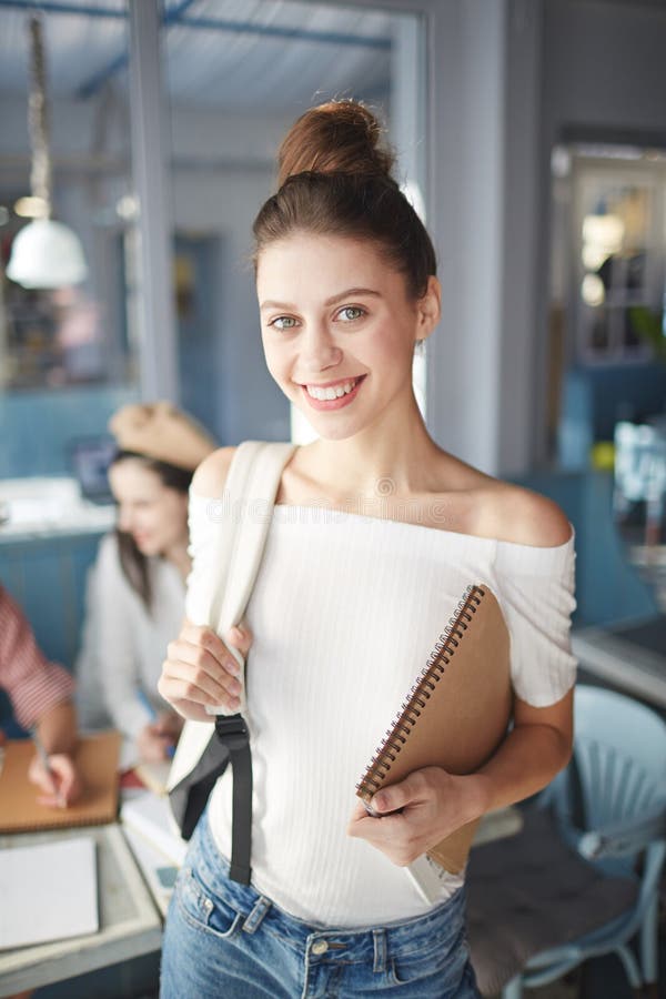 Girl with notepad stock image. Image of notepad, groupmate - 118630453