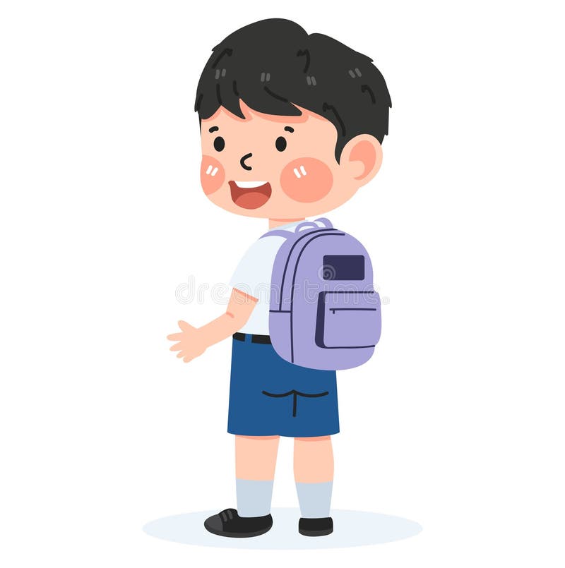 Cute Student Boy with a Backpack Stock Vector - Illustration of ...