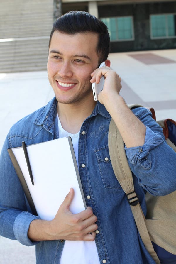Student Calling by Phone on Campus Stock Image - Image of calling ...