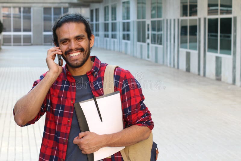Student Calling by Phone on Campus Stock Image - Image of calling ...