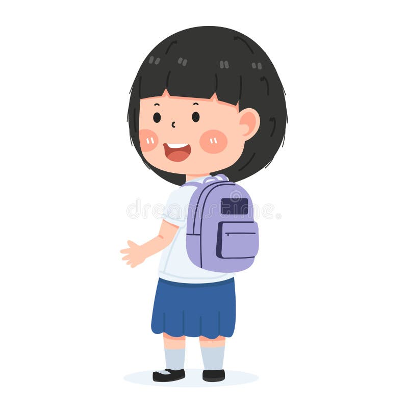 Cute Student Girl with a Backpack Stock Vector - Illustration of woman ...