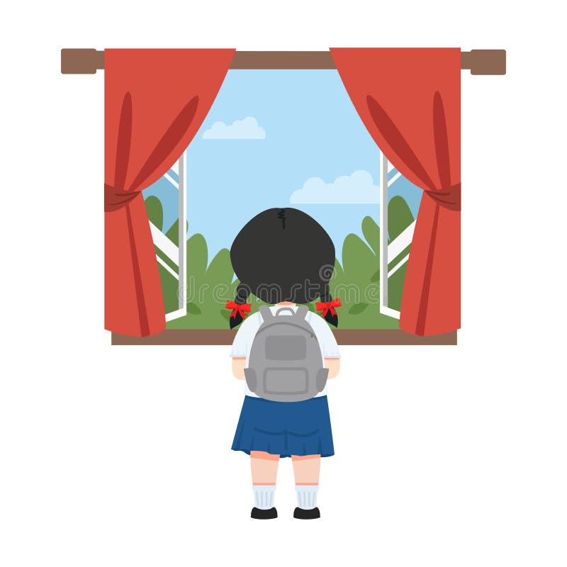 Back View Standing Children Stock Illustrations – 213 Back View ...