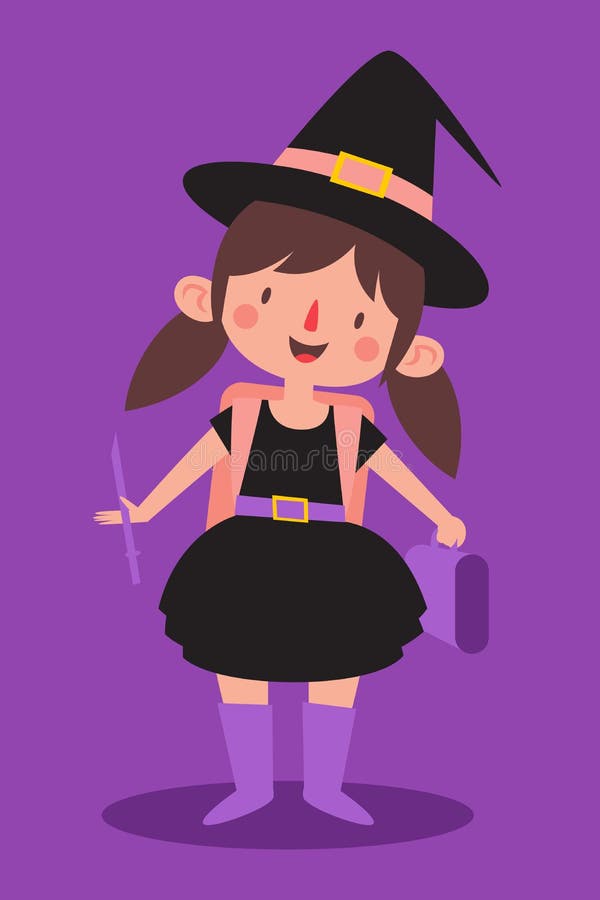 Cute Student Witch stock vector. Illustration of trick - 77853598