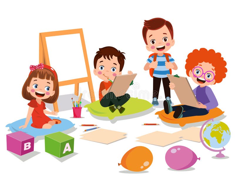Cute Students in Class at School Stock Illustration - Illustration of ...