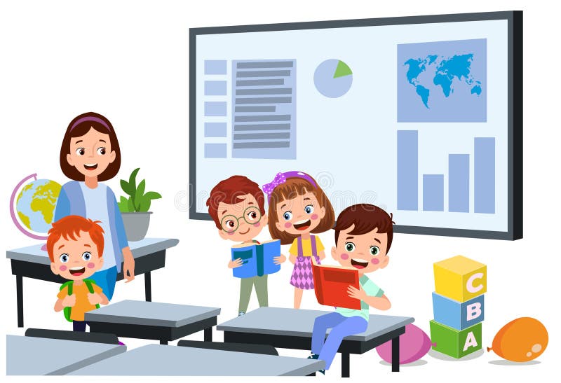 Cute Students in Class at School Stock Vector - Illustration of cartoon ...