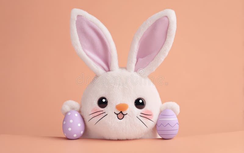 A Cute Stuffed Bunny with a Pink Nose and Ears, Perfect for Easter ...