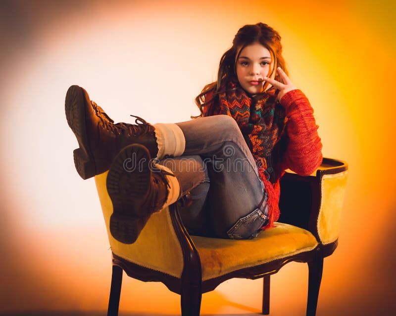 Tween Girl Sitting Chair Stock Photos - Free & Royalty-Free Stock ...
