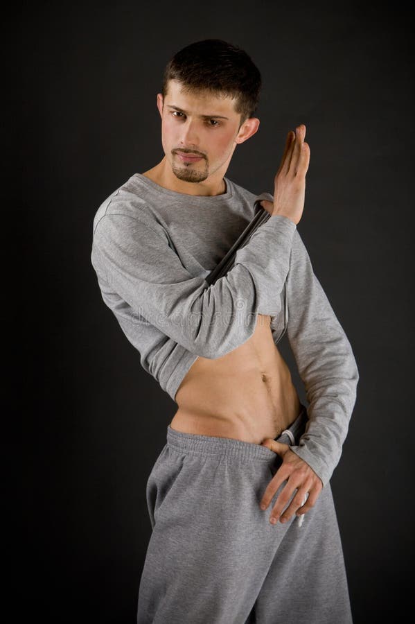 Cute Stylish Dancer in the Dance Sweatsuit Shows Stock Image - Image of ...