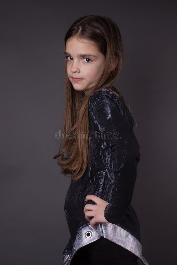Cute Stylish Girl Posing in Studio Stock Photo - Image of positive ...