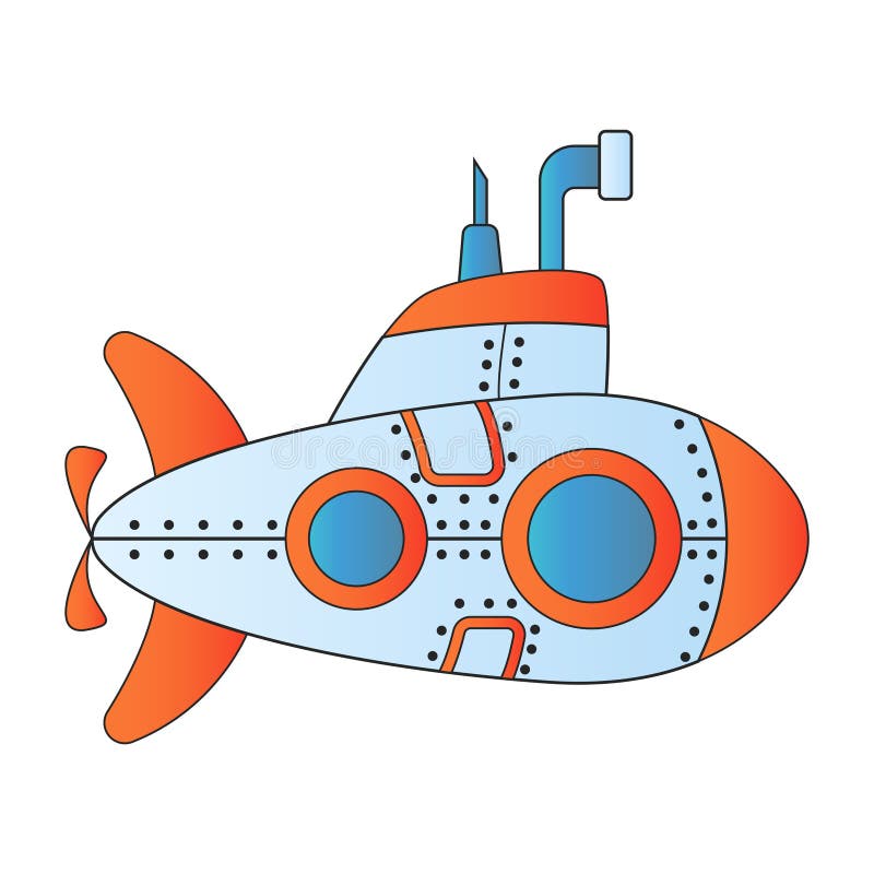Cute of Submarine on Cartoon Version Stock Vector - Illustration of ...