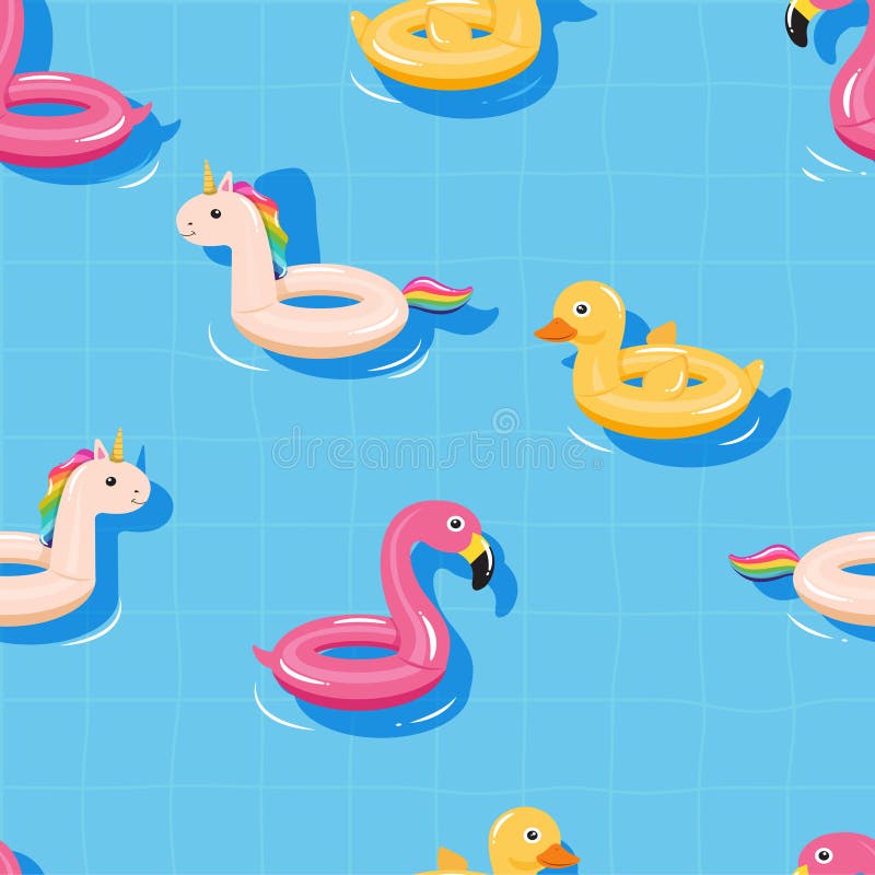 Cute Summer Floaties Seamless Pattern Stock Illustration - Illustration ...