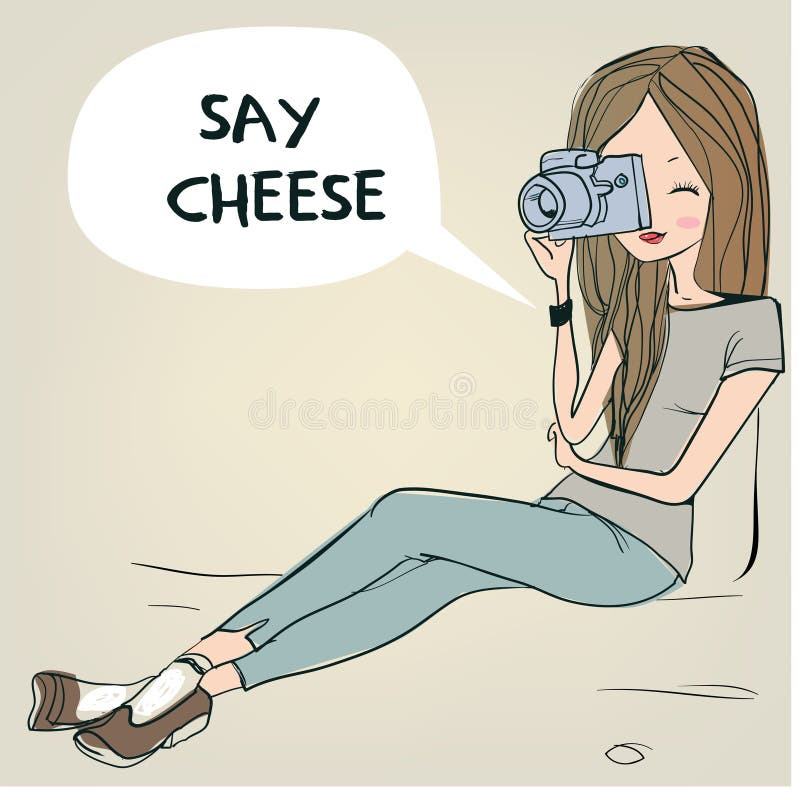 Portrait Cute Girl Camera Stock Illustrations – 2,336 Portrait Cute ...