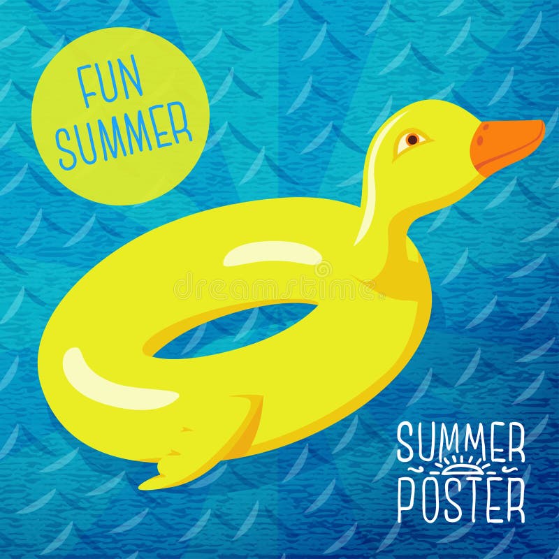 Summer Fun Sea Rubber Duck. Vector Stock Vector - Illustration of ...