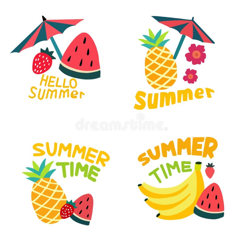 Cute Summer Sticker Images with Various Characters Stock Illustration ...