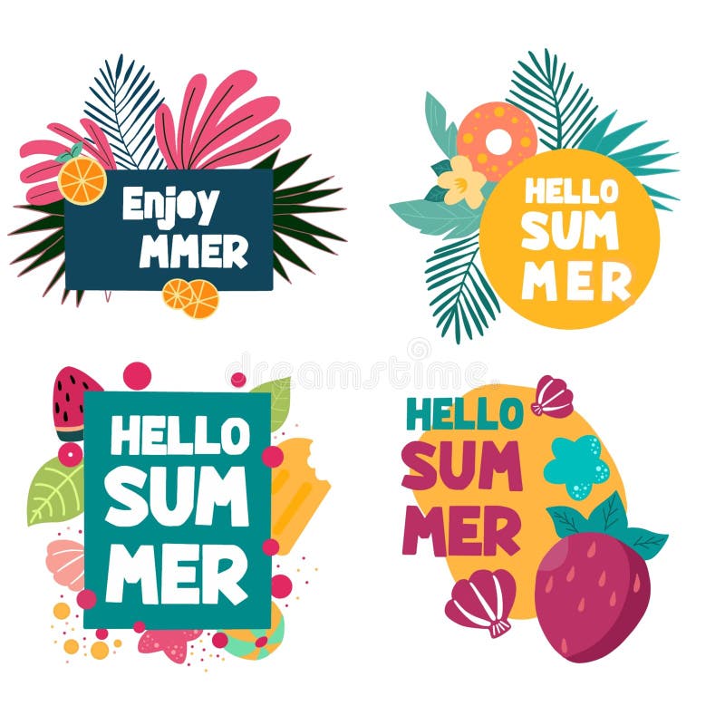 Cute Summer Sticker Images with Various Characters Stock Illustration ...
