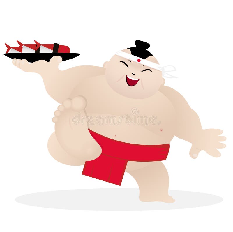 Cute sumo sushi chef stock illustration. Illustration of samurai - 20393374